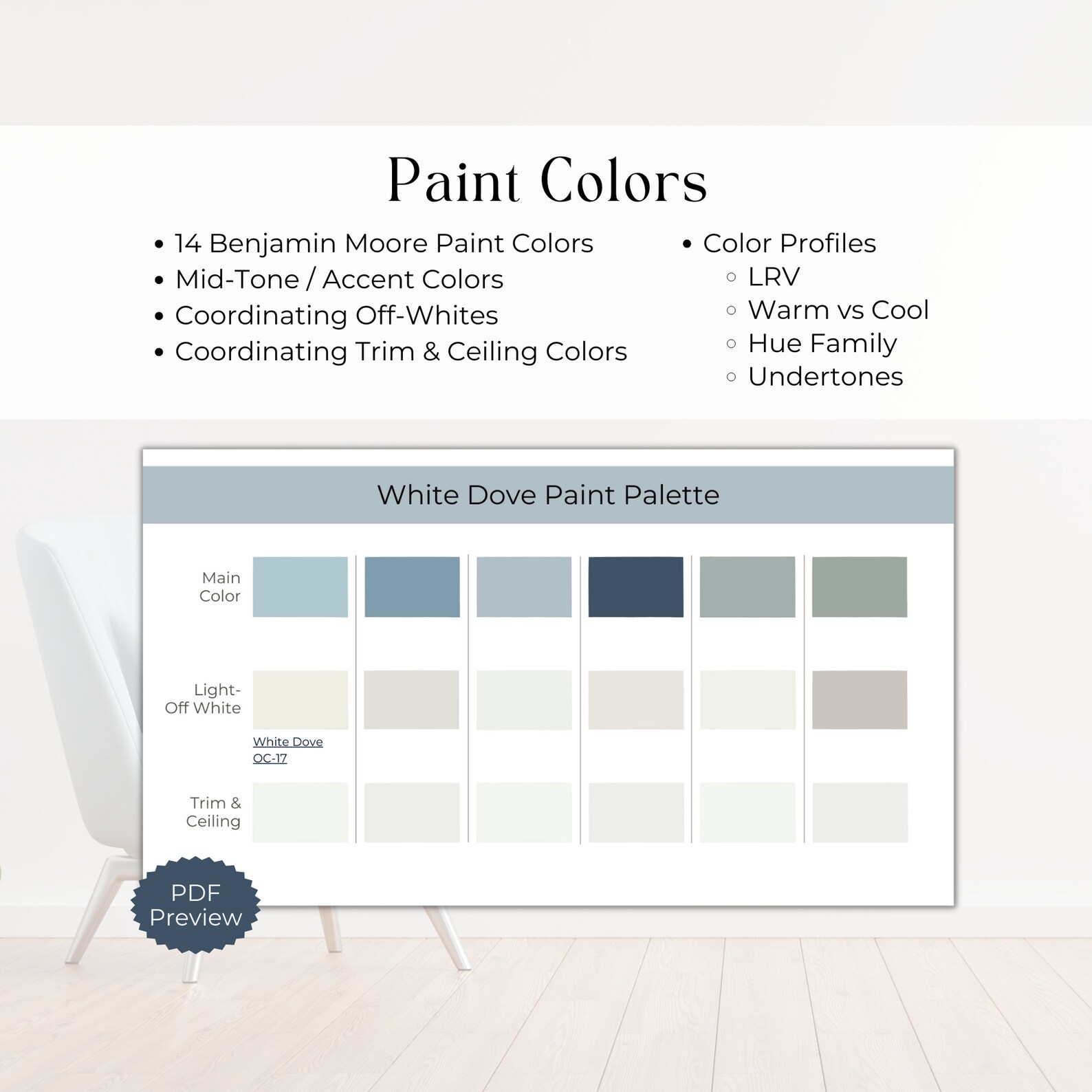 White Dove Palette Benjamin Moore Blue Designer Classics Whole House ...