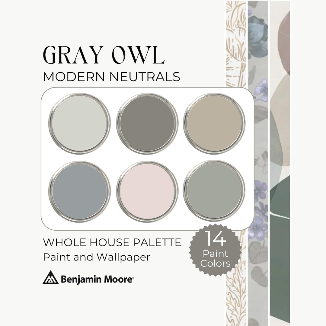 Benjamin Moore Gray Owl Paint Palette, Neutral Paint Colors, Benjamin ...