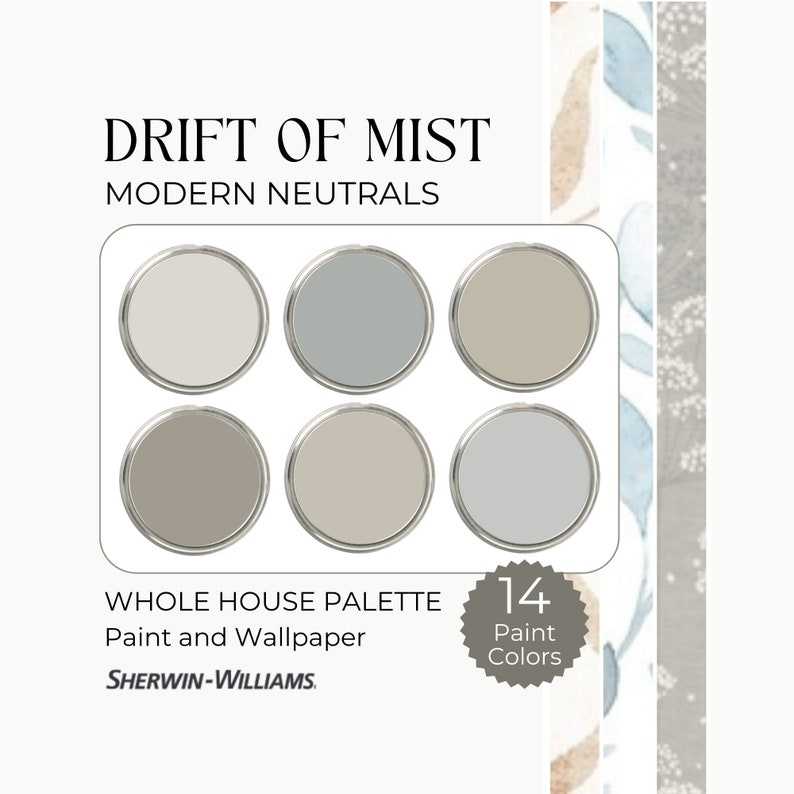 Sherwin Williams Drift of Mist Paint Palette, Sherwin Williams Greige ...