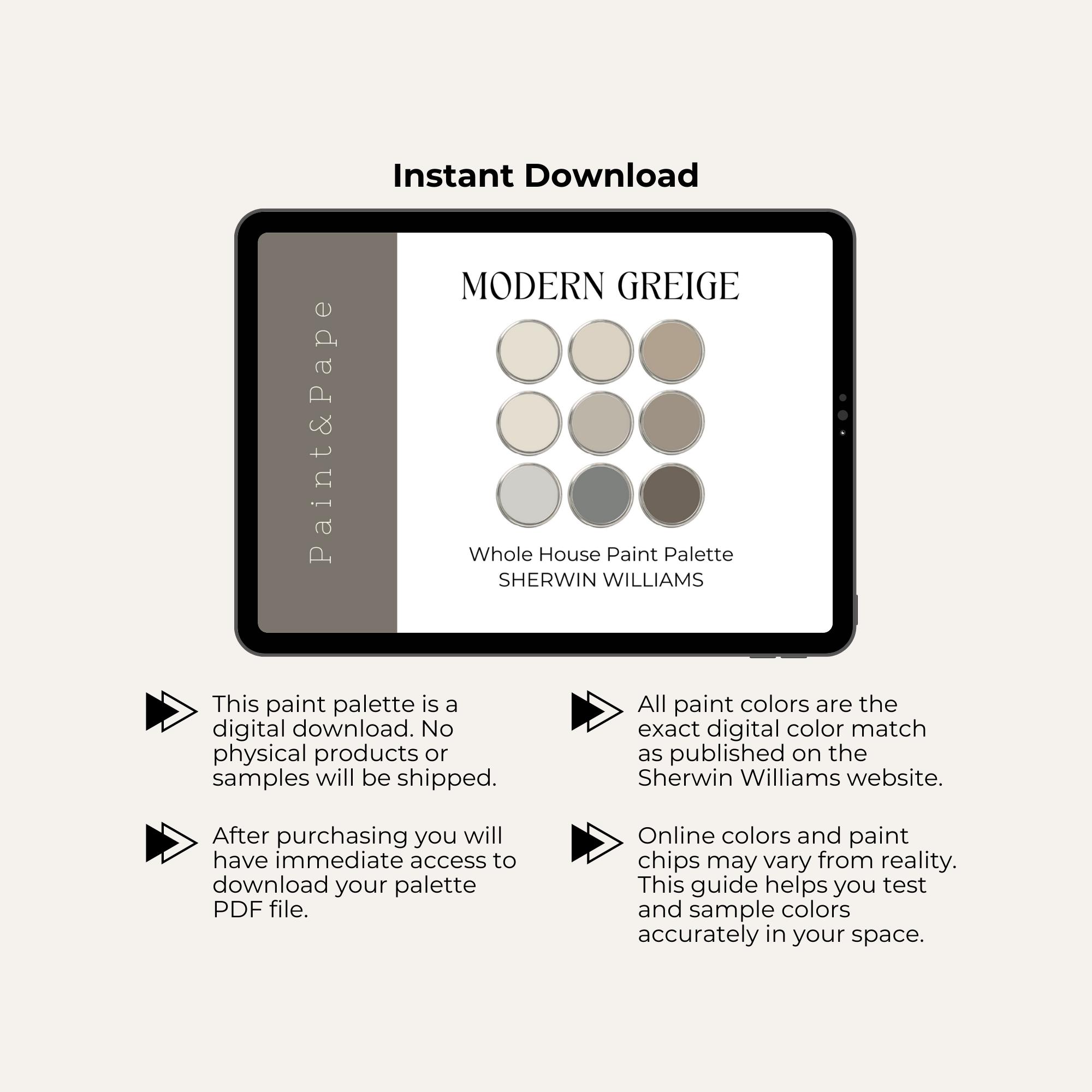 Sherwin Williams Greige Color Palette, Warm Neutral Paint Colors ...