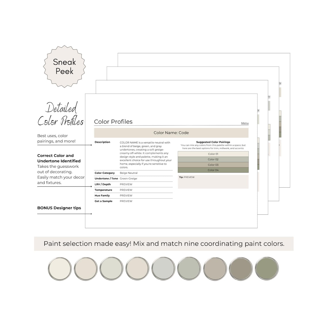 Greige Sherwin Williams Green Palette, Interior Design Paint Palette ...