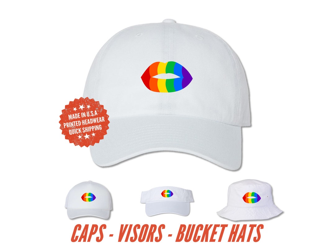 Rainbow Kiss Hat, Gay Pride Flag Cap, Printed Caps Sun Visors Bucket ...