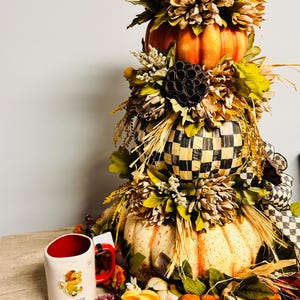 Handcrafted Three Tier 27 Fall Floral Pumpkin Topiary - Etsy