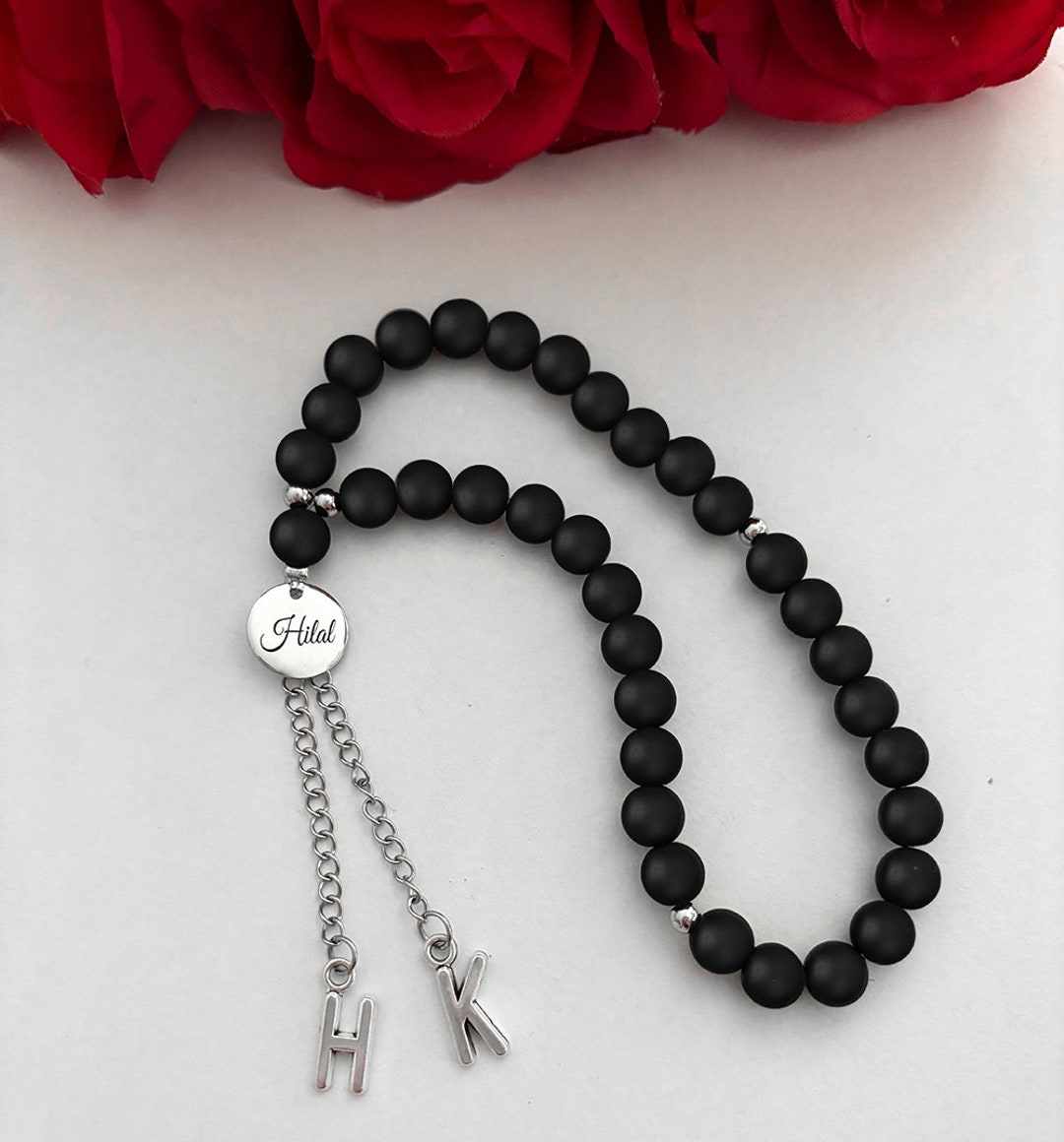 Prayer Chain Tesbih Black Matt With Name, With Gift Packaging FREE ...