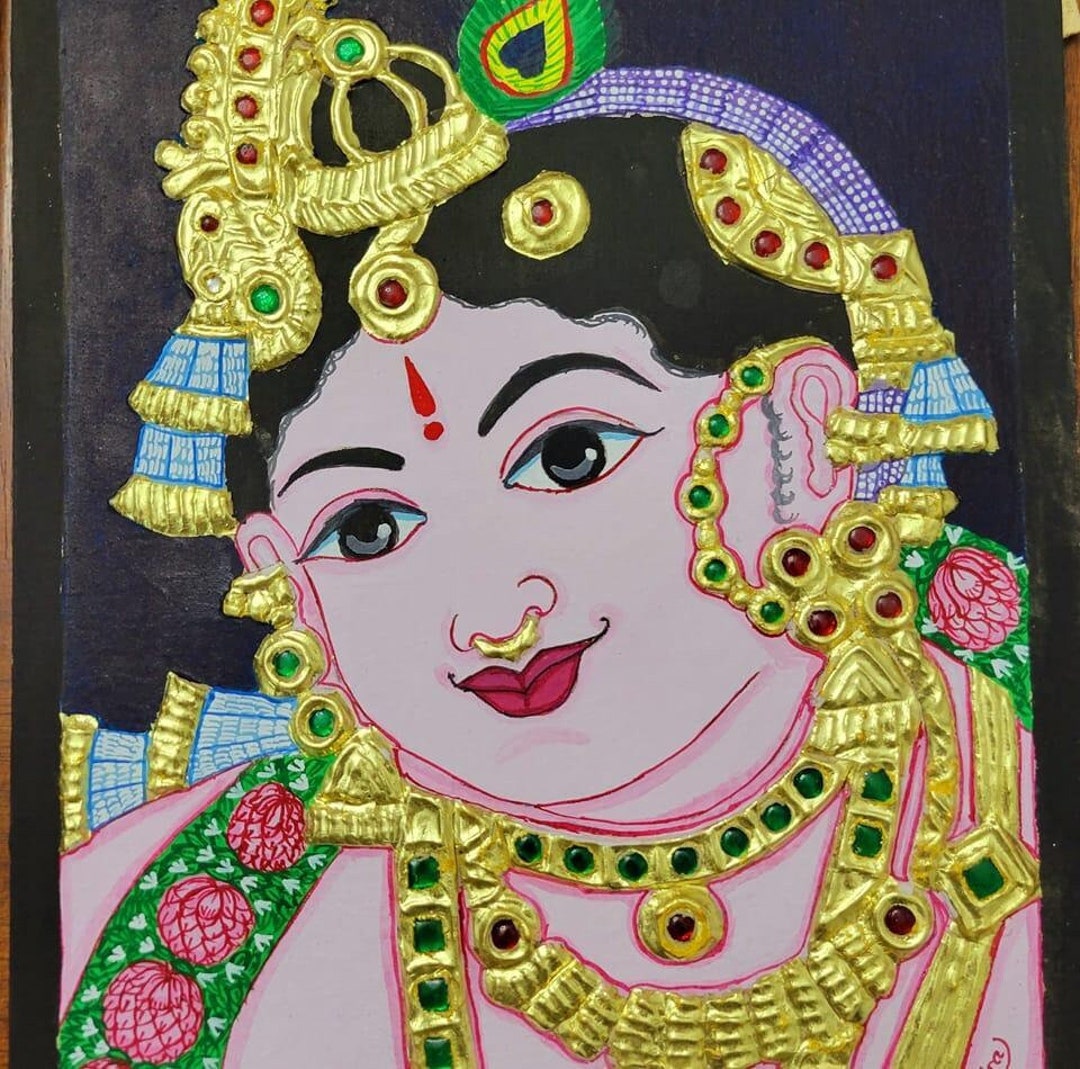 Custom-made Krishna Tanjore Painting - Etsy