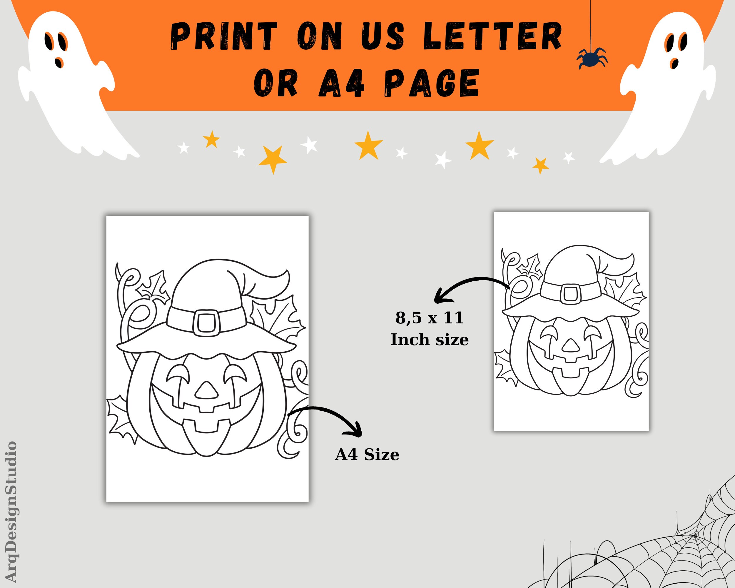 Halloween Coloring Pages, Cute Halloween Activity, Non Scary Halloween ...