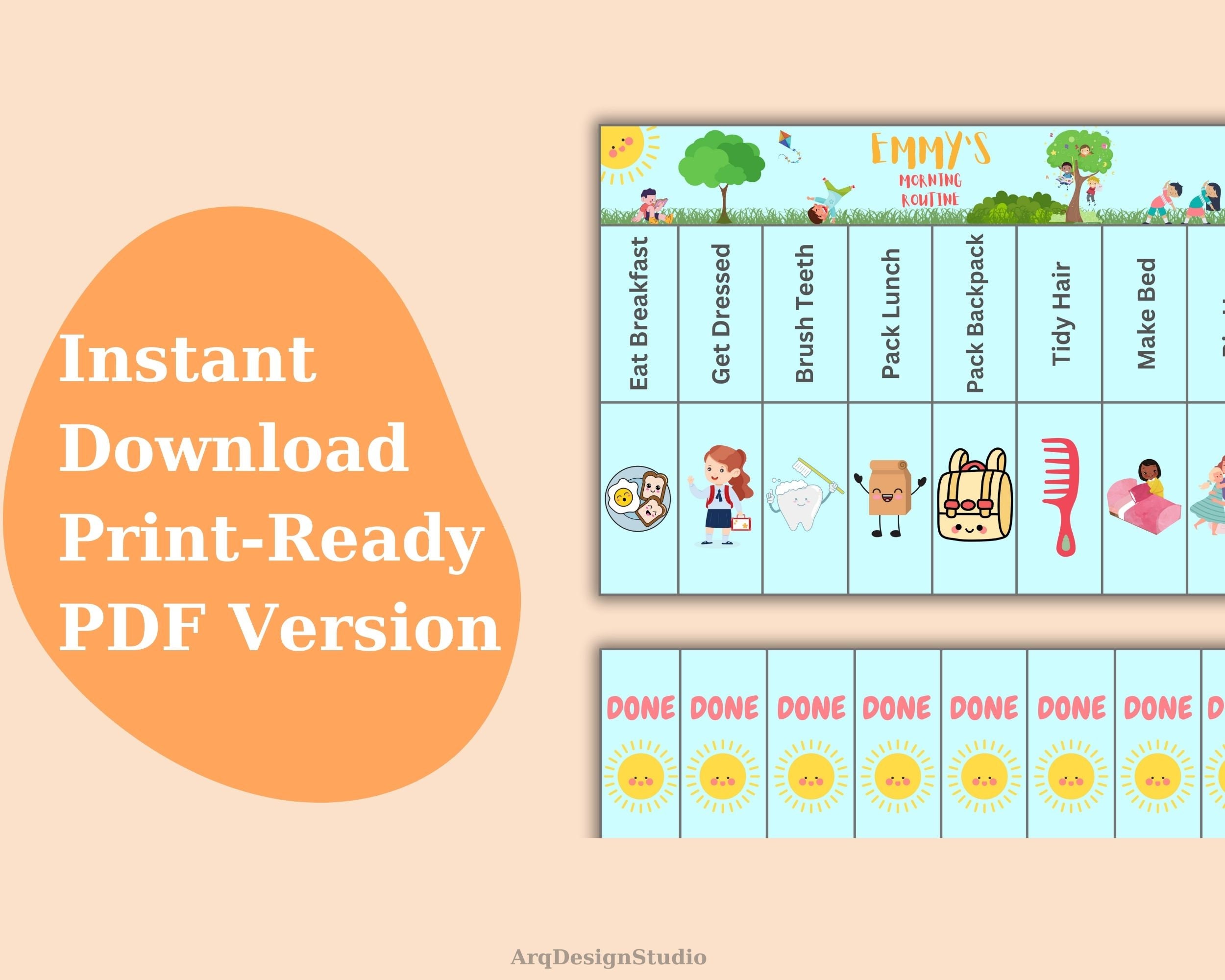 Morning and Bedtime Routine Charts Printable Routines Editable ...