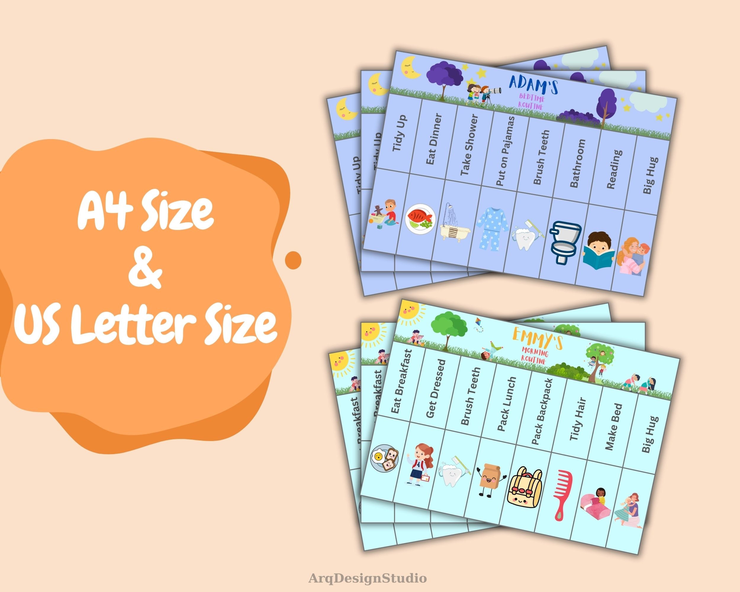 Morning and Bedtime Routine Charts Printable Routines Editable ...