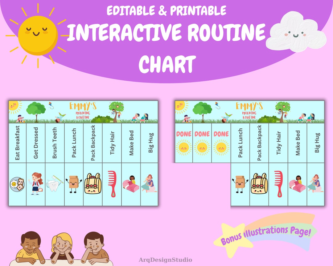Kids & Toddlers Interactive Routine Chart Printable Flip - Etsy