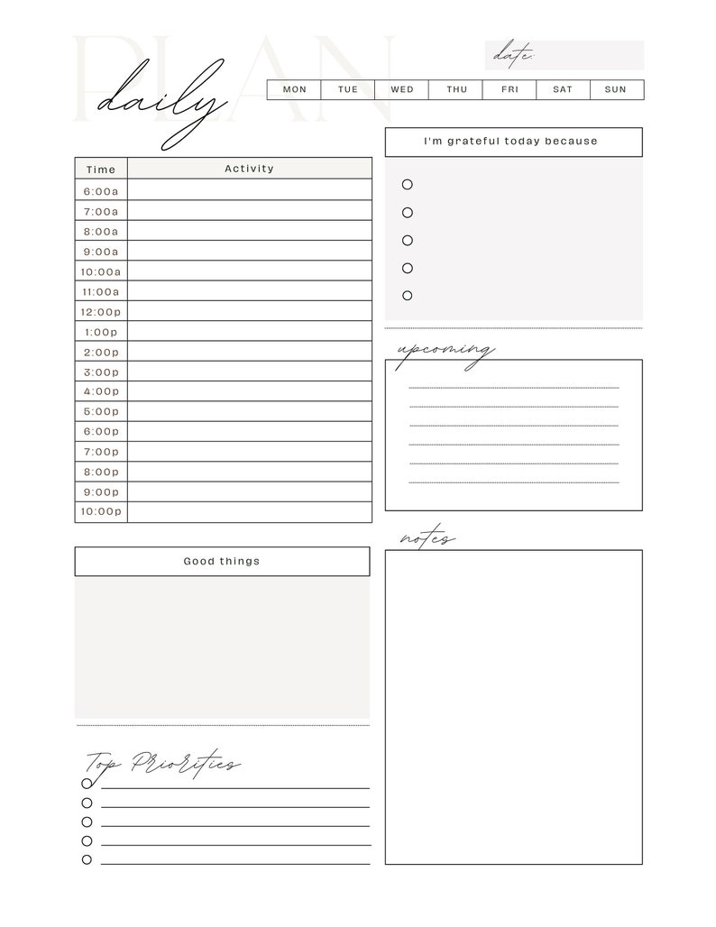 Undated Daily, Weekly, and Monthly Digital Planner Templates .png and ...