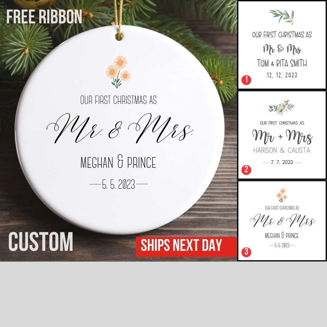 Mr and Mrs Christmas Ornament First Christmas Married Ornament - Etsy
