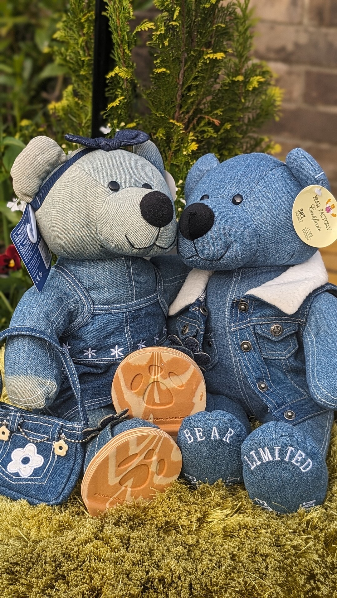 Denim Bear Couple Rare Bear Factory (early Build a Bear)limited ...