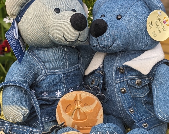 Denim Bear Couple Rare Bear Factory (early Build a Bear)limited ...