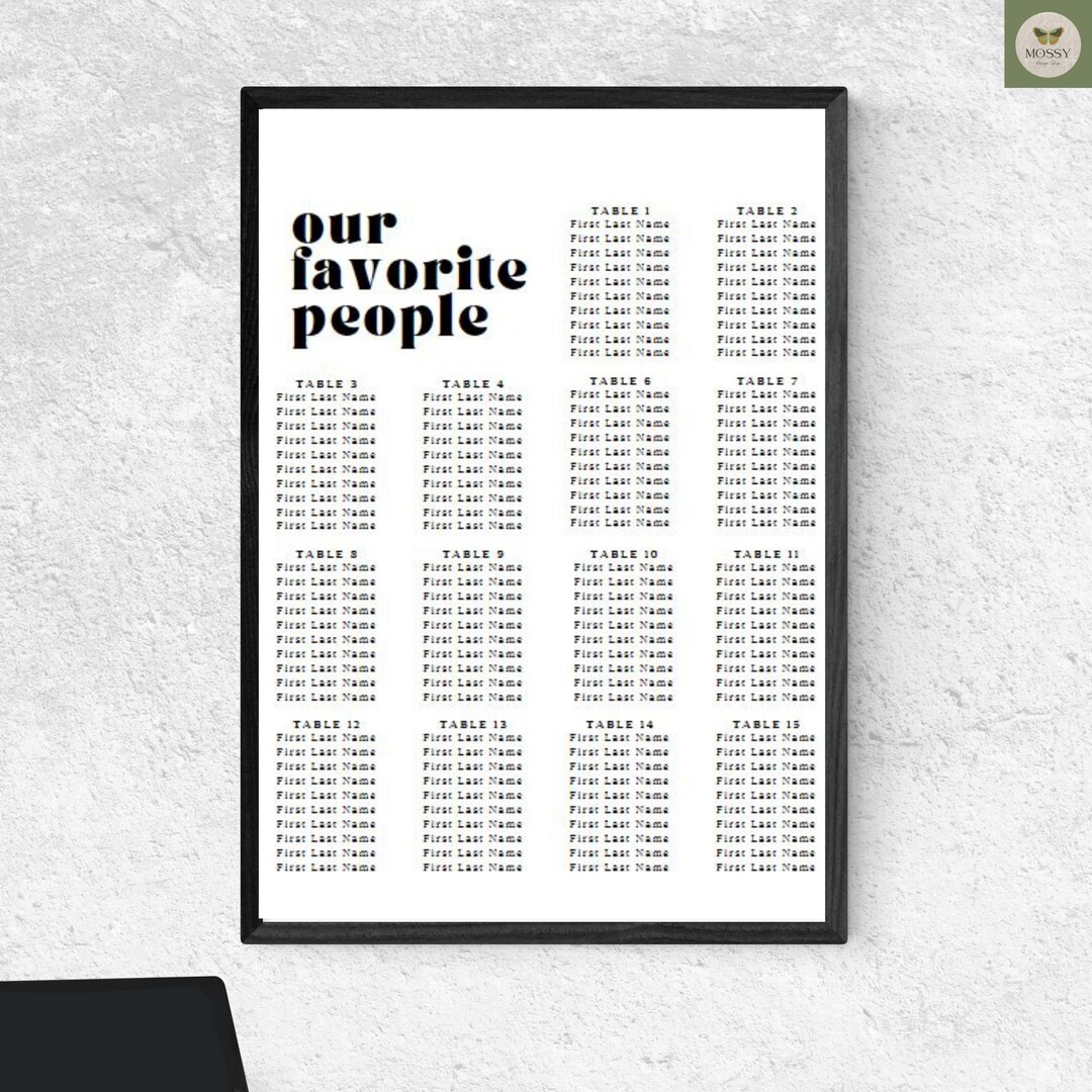 Our Favorite People Sign Modern Minimalist Editable Template Seating ...