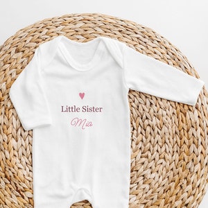 Personalised Little Sister Baby Grow Matching Siblings Promoted to Big ...