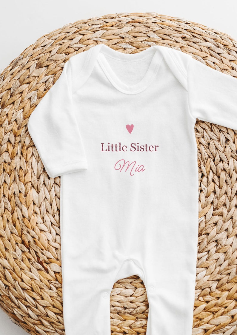 Personalised Little Sister Baby Grow Matching Siblings Promoted to Big ...