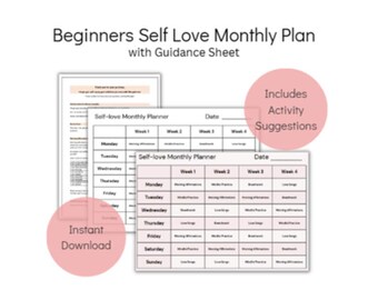 Beginners Self-love Plan Monthly PRINTABLE Plan With Same Activity ...