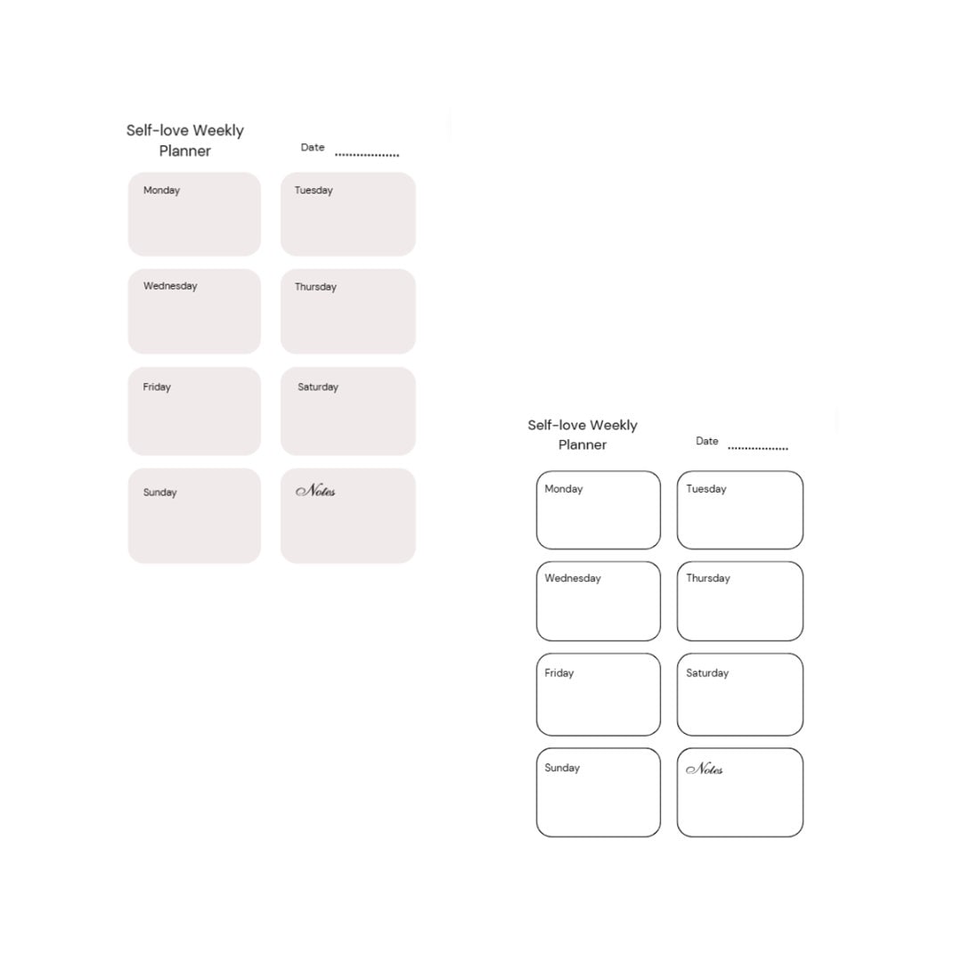Self Love Plan Weekly PRINTABLE Plan With Activity Suggestions and ...