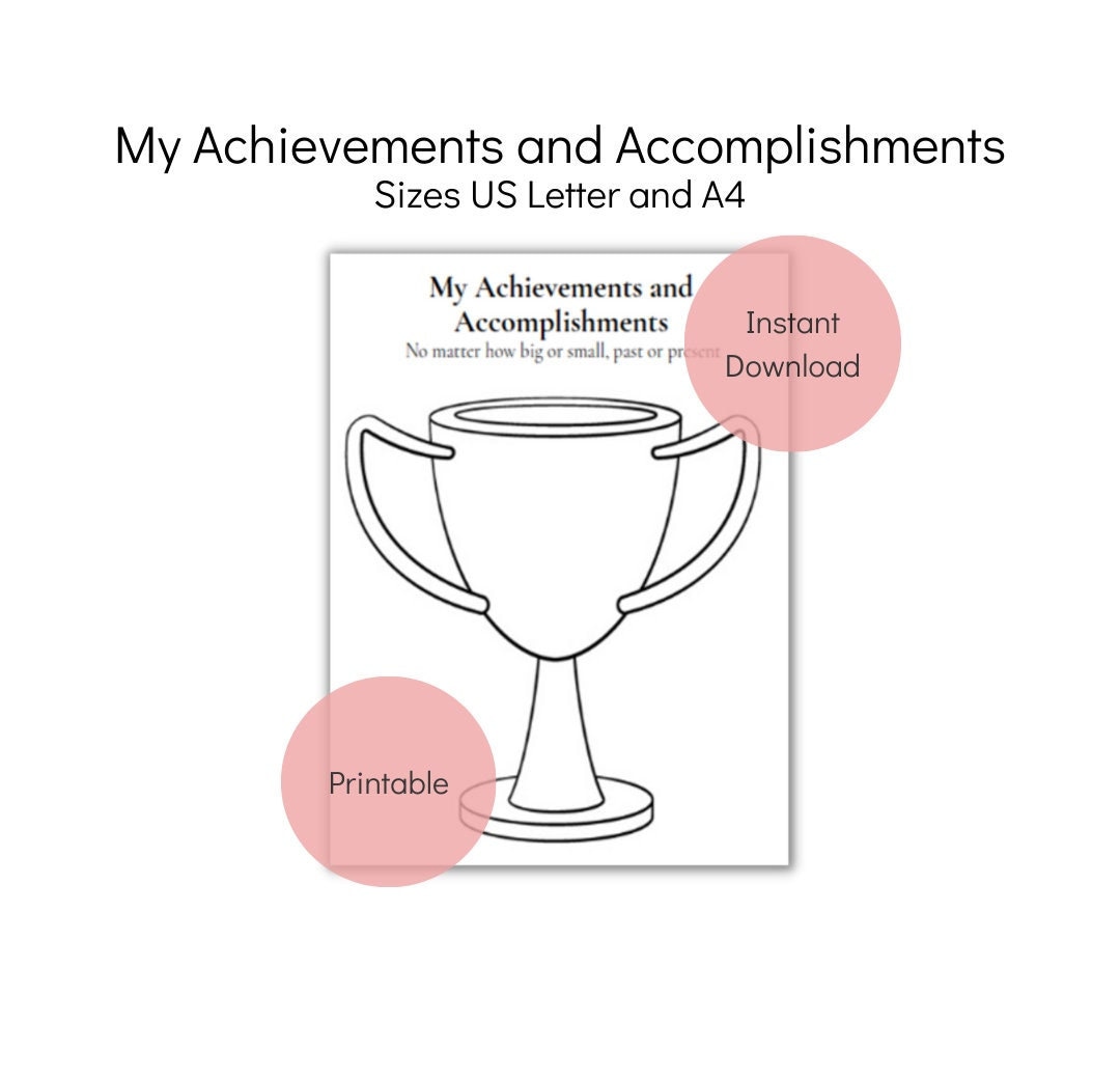 My Achievements and Accomplishments- Printable PDF Template- Self Love ...