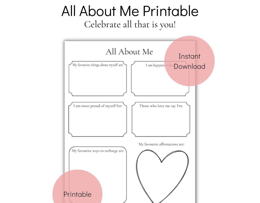 All About Me Printable Sheet. PDF Template. Enhance Your - Etsy
