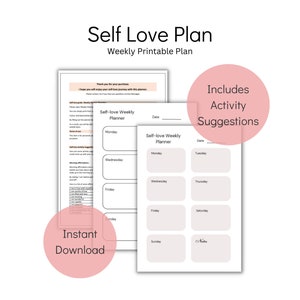 Self-love Plan Weekly PRINTABLE Plan With Activity Suggestions and ...