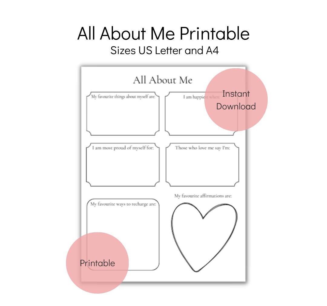 All About Me Printable Sheet. PDF Template. Survey I Teacher Activity I ...