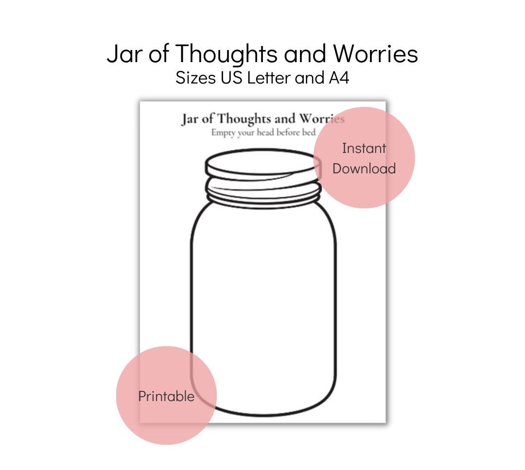 Jar of Thoughts and Worries - Printable PDF Sheet- Take Charge of Your ...