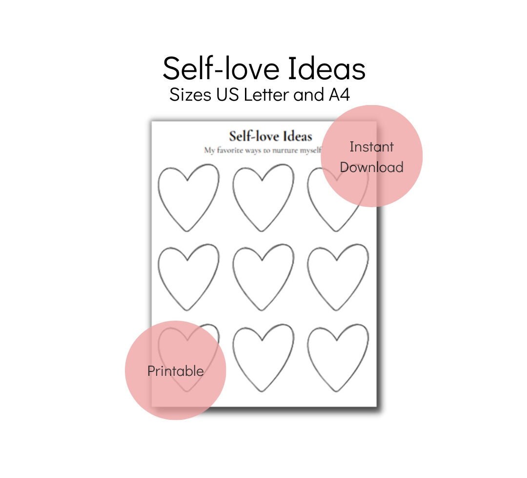 Self-love Ideas- Printable Sheet. PDF Template. Self Love Resources I ...