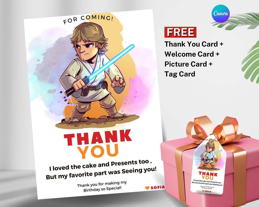 Star Wars Thank You Birthday Invitation Thanks for Coming - Etsy