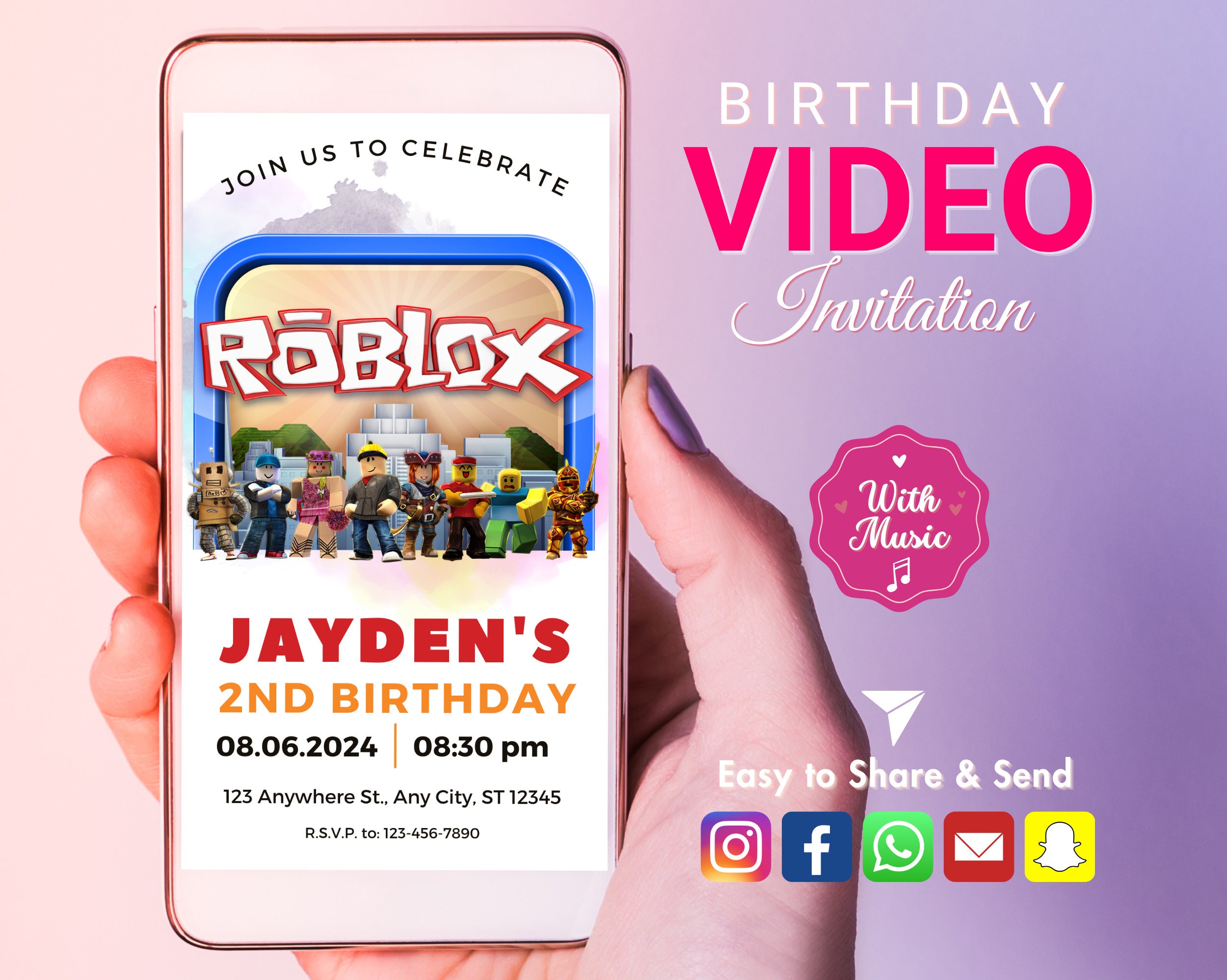 Roblox Birthday Banner Roblox Birthday Card Roblox Digital - Etsy