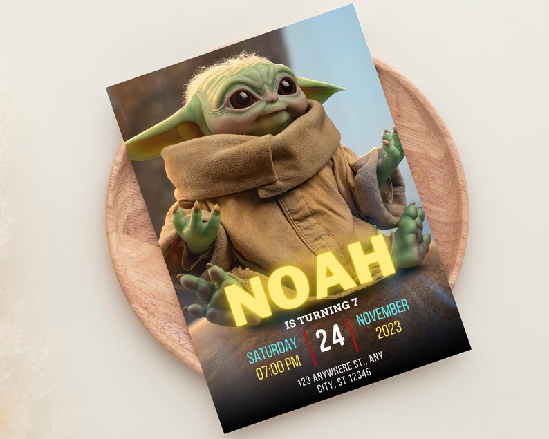 Invitación de cumpleaños de Grogu Star Wars plantilla de - Etsy México