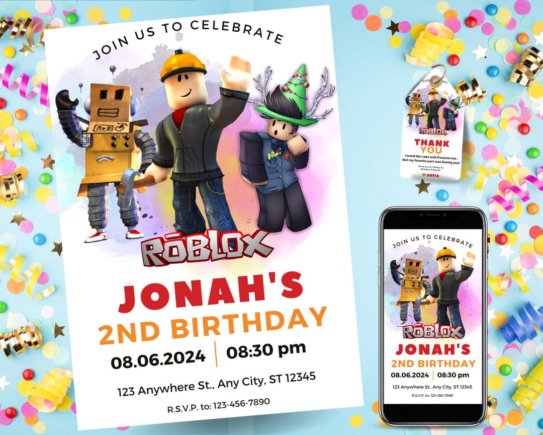ROBLOX Printable Birthday Invitation Game Invite Editable - Etsy