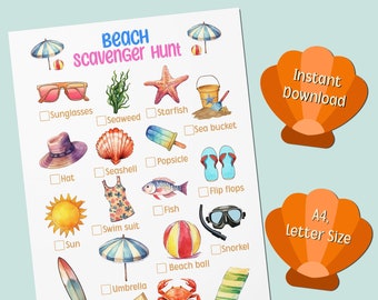 Beach Day Scavenger Hunt for Kids - Etsy