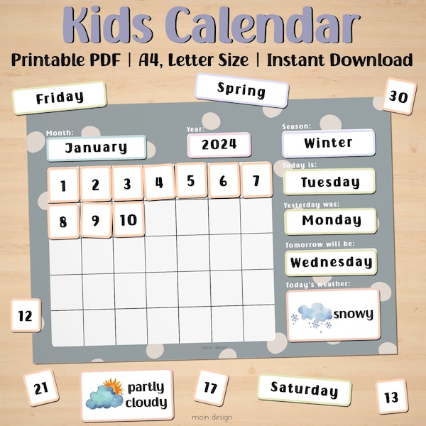 Montessori Calendar - Etsy