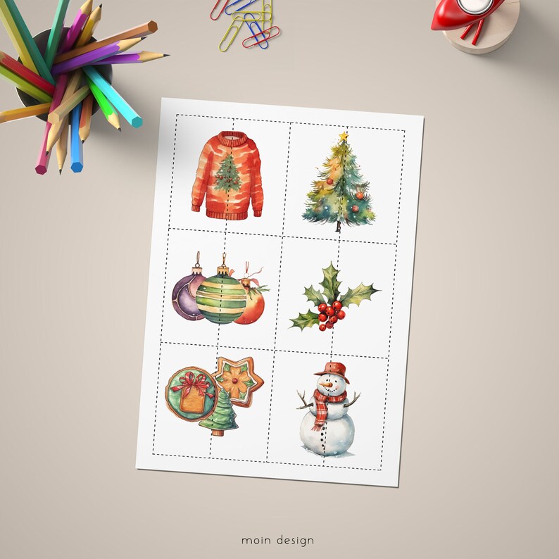 Christmas Matching Game for Toddler, Puzzle for Kids, Toddler Activity ...
