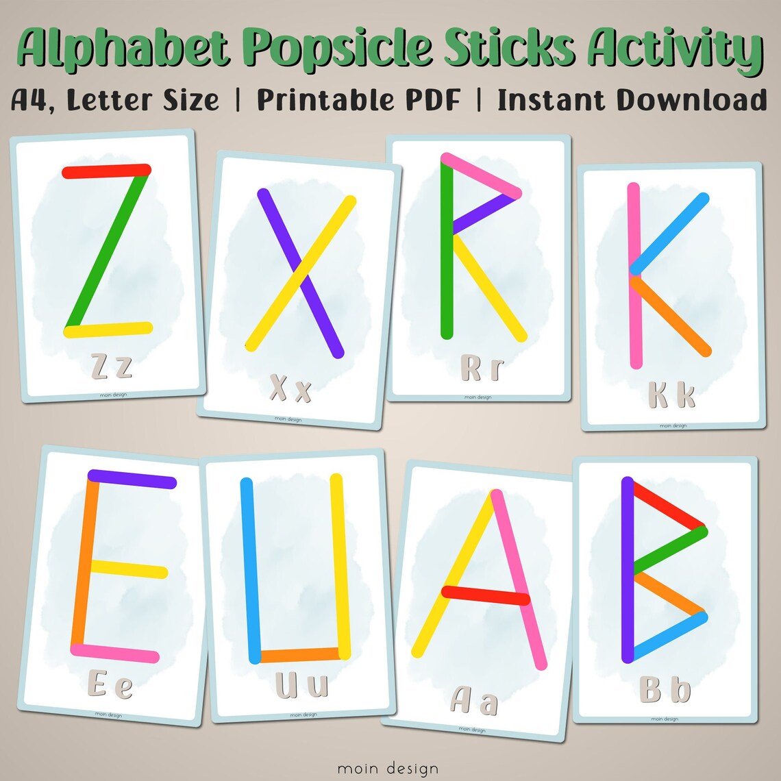 Alphabet Popsicle Sticks Activity, Craft Sticks Activity, Montessori ...