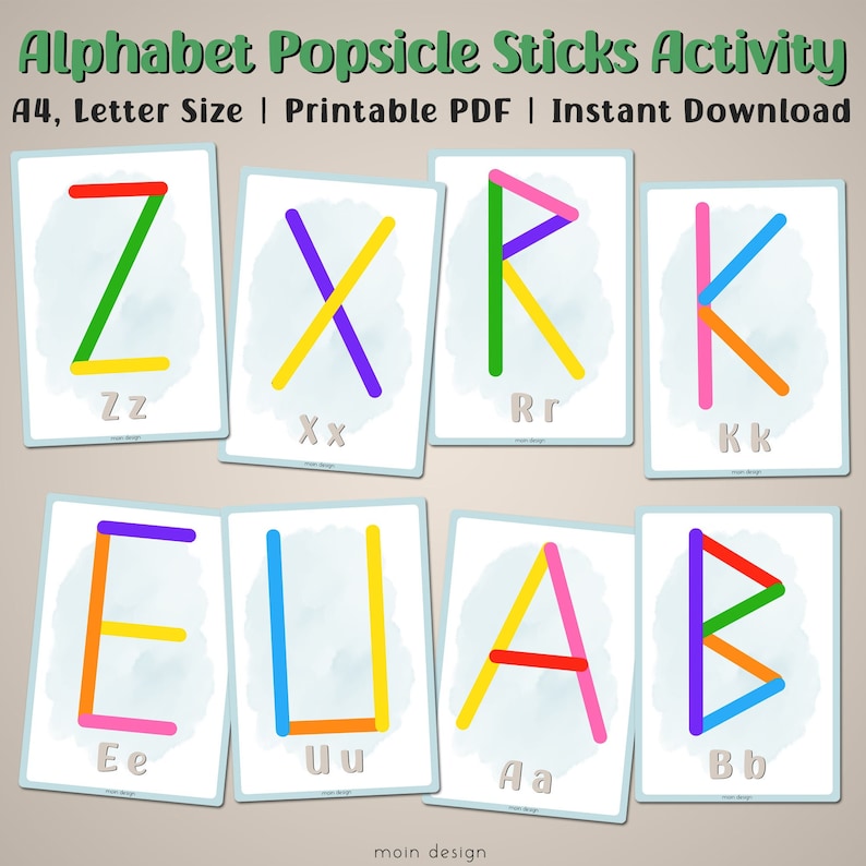 Alphabet Popsicle Sticks Activity, Craft Sticks Activity, Montessori ...