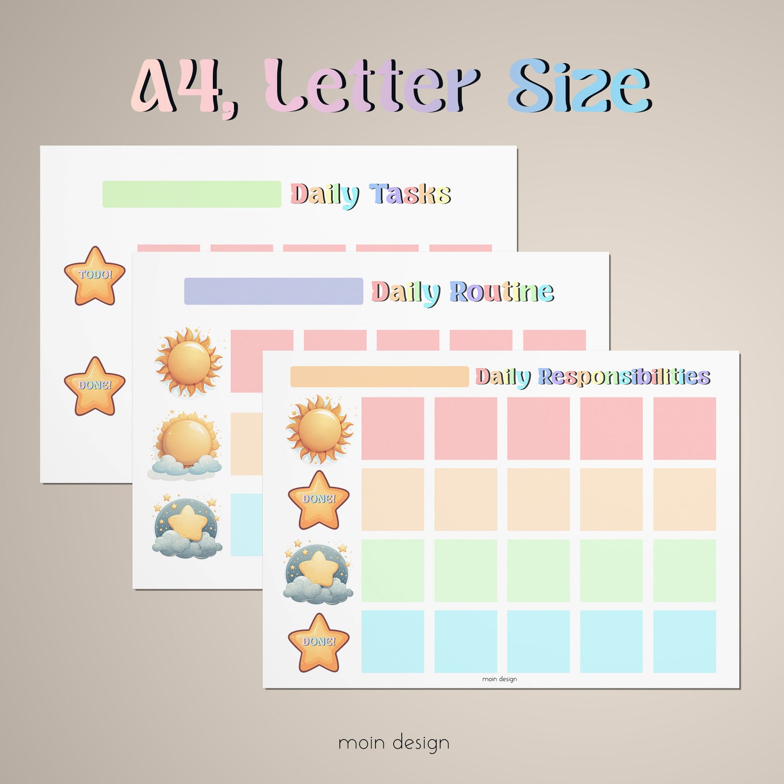 Printable Kids Daily Responsibilities Chart, Chores Chart, Routine ...