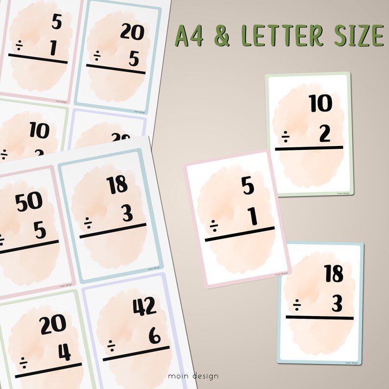 Division Practice Flash Cards: Printable Math Activity (PDF) - Etsy