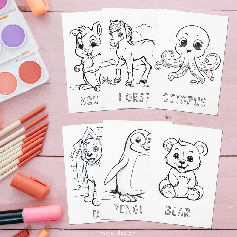 Animal Coloring Pages for Kids: 45 Fun Preschool Worksheets (instant ...