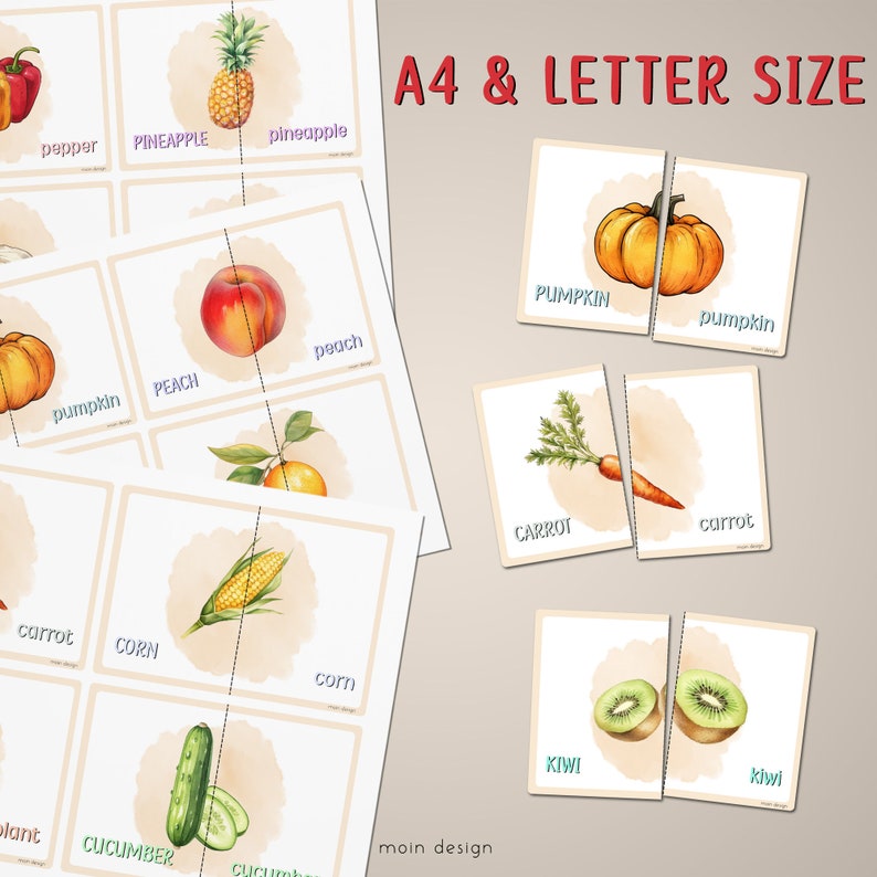 Vegetables & Fruits Matching Game for Toddler, Puzzle for Kids, Toddler ...