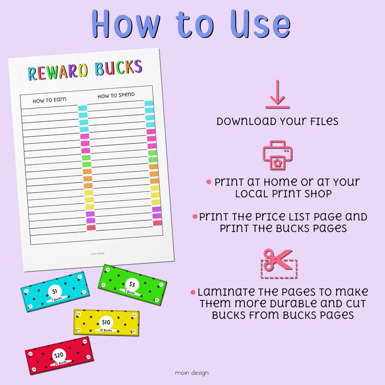Printable Reward Bucks, Editable Chore Bucks, Reward Money, Reward ...