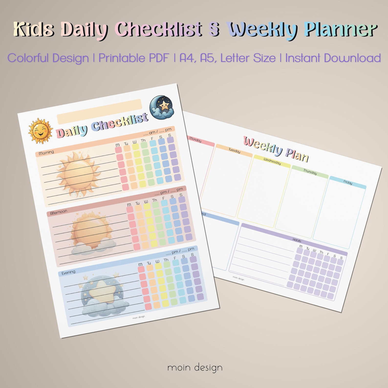 Kids Daily Checklist, Chore Chart for Kids, Daily Schedule, Daily ...