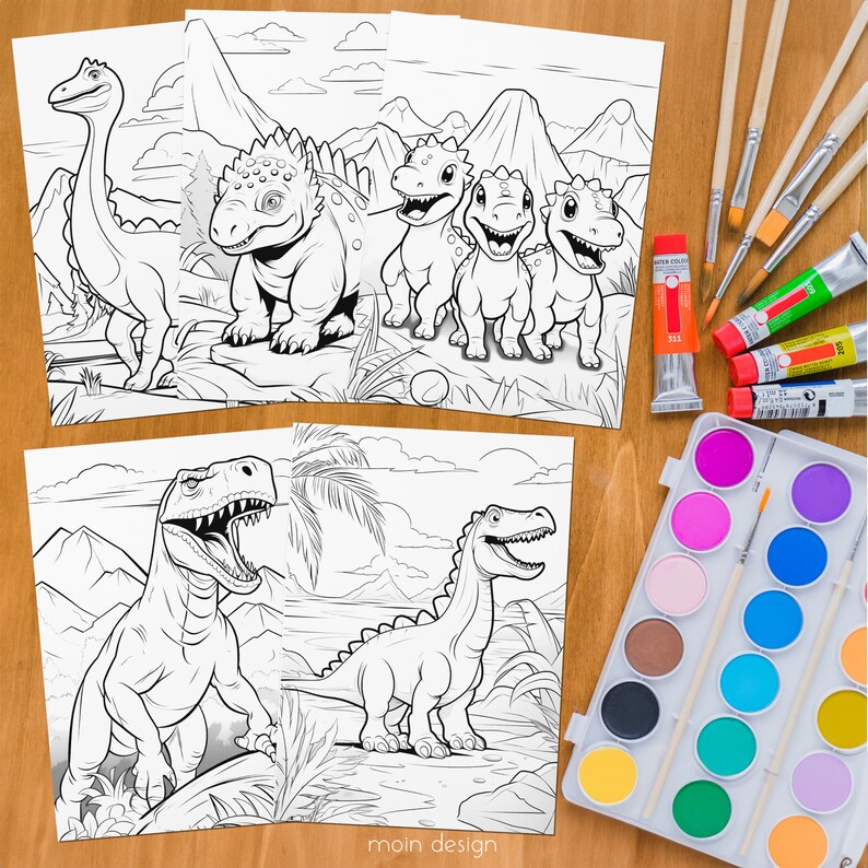 Dinosaurs Coloring Page Printable, Kids Activity, Creative Activity ...