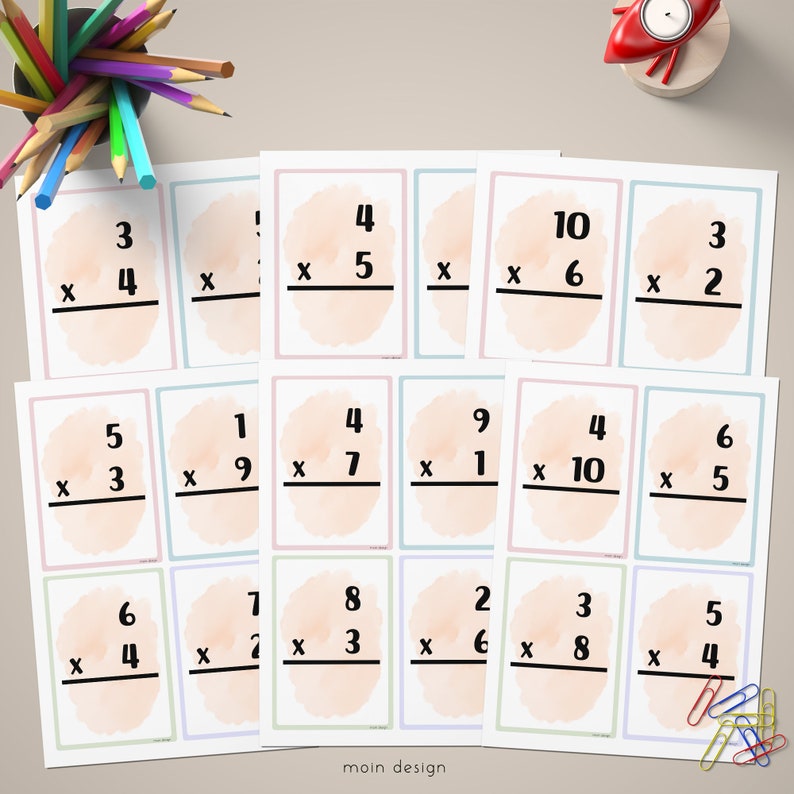 Multiplication Practice Flash Cards, Printable Math Activity ...