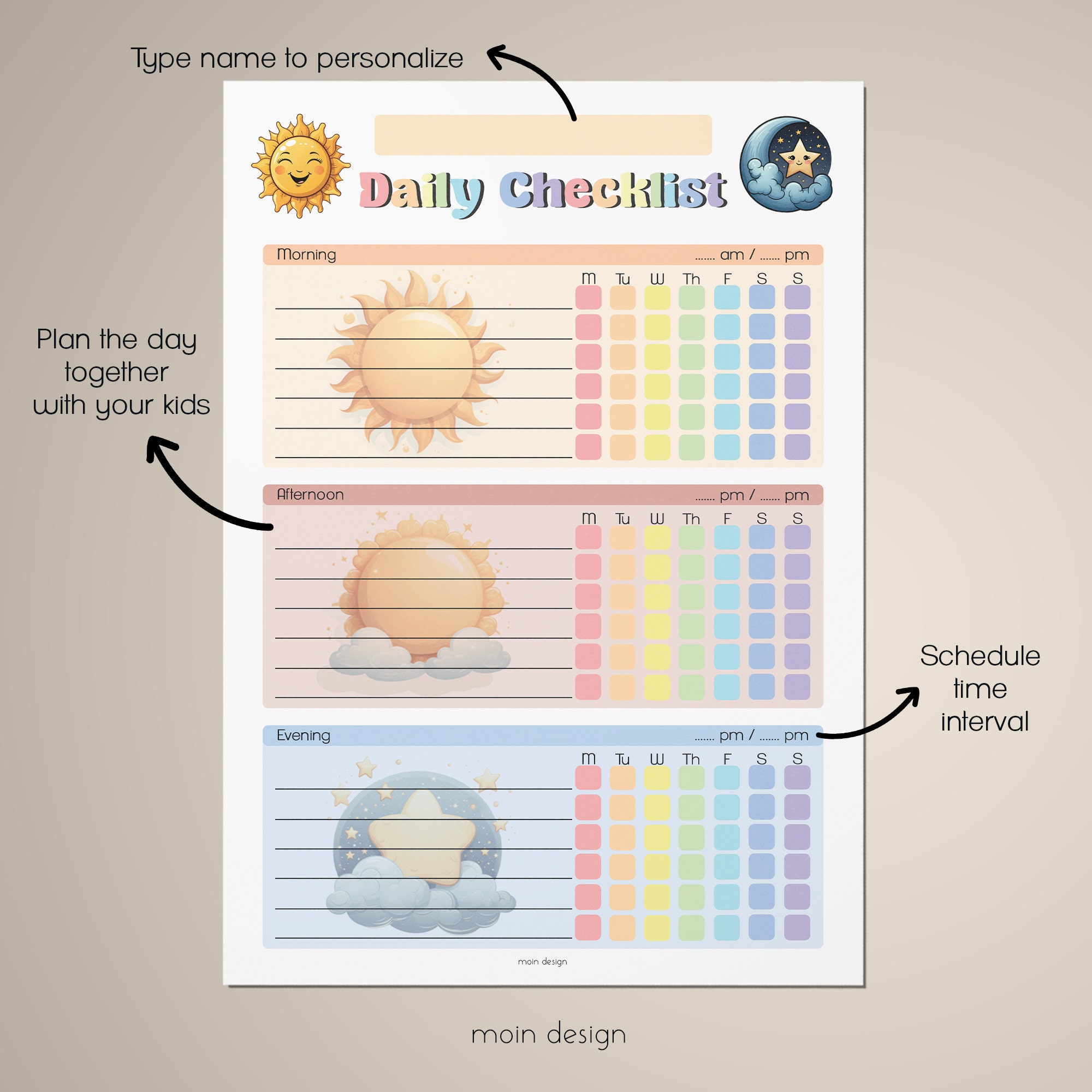Kids Daily Checklist, Chore Chart for Kids, Daily Schedule, Daily ...