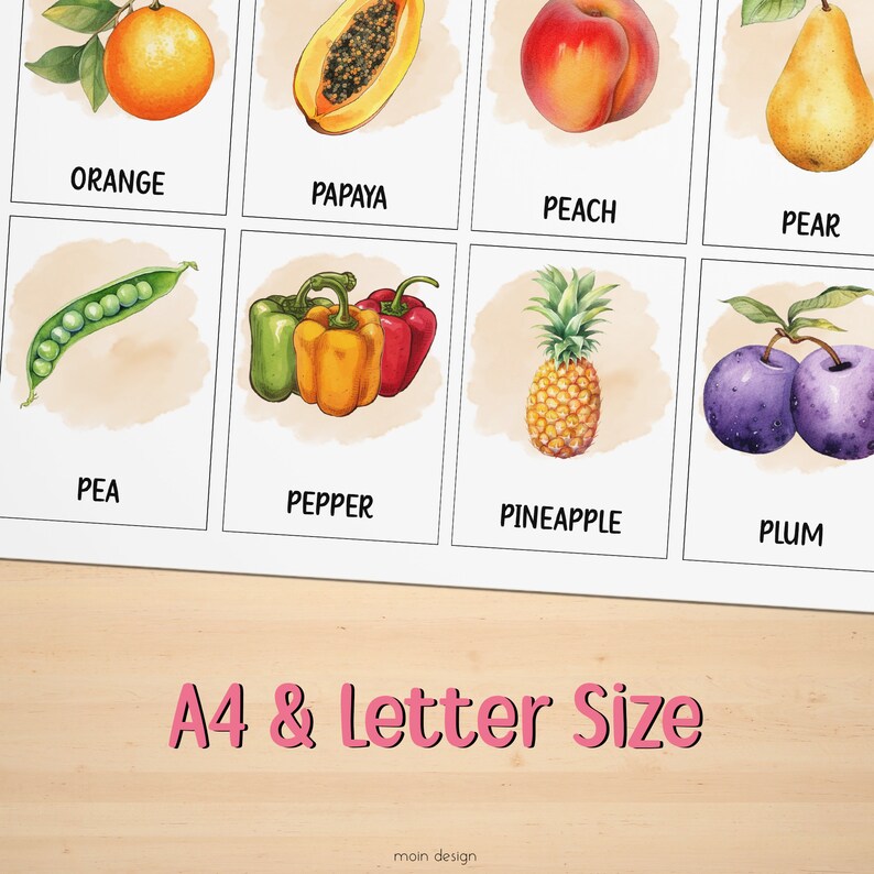 Fruits and Vegetables Flash Cards, Preschool Activity, Printable ...