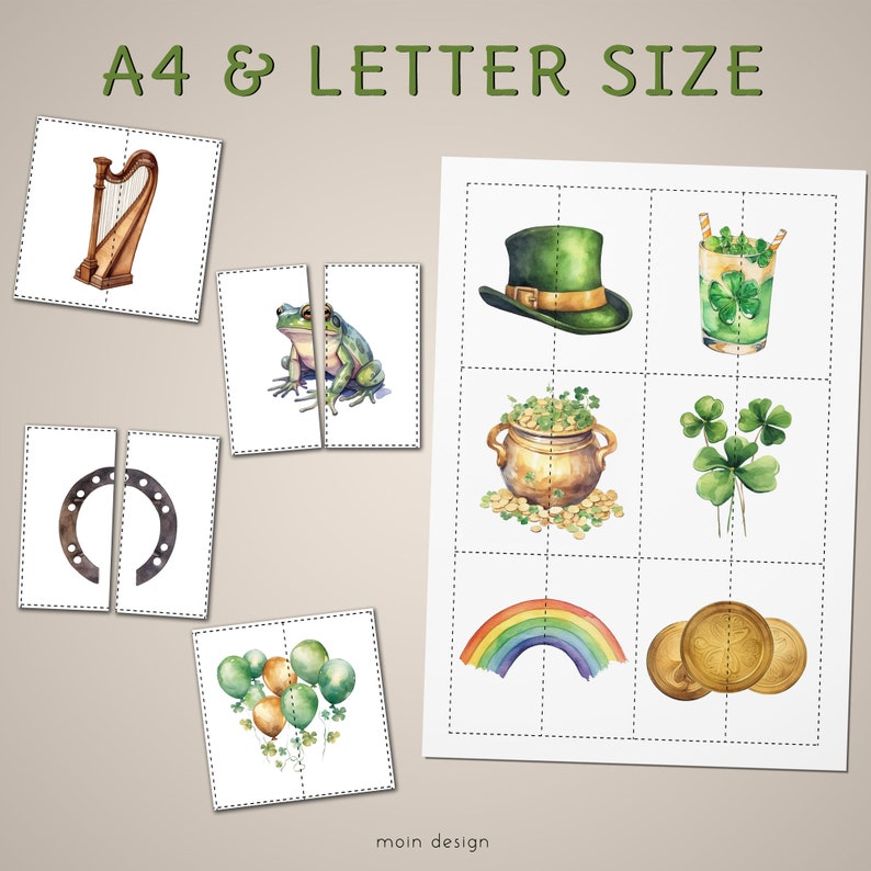St Patricks Day Matching Game: Toddler Puzzle Activity (printable PDF ...