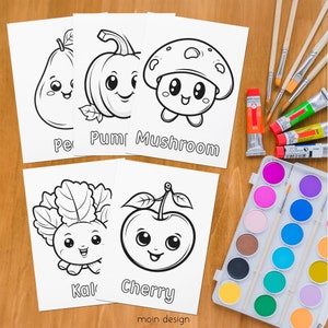 Printable Vegetables and Fruits Coloring Sheets, Coloring Pages for ...