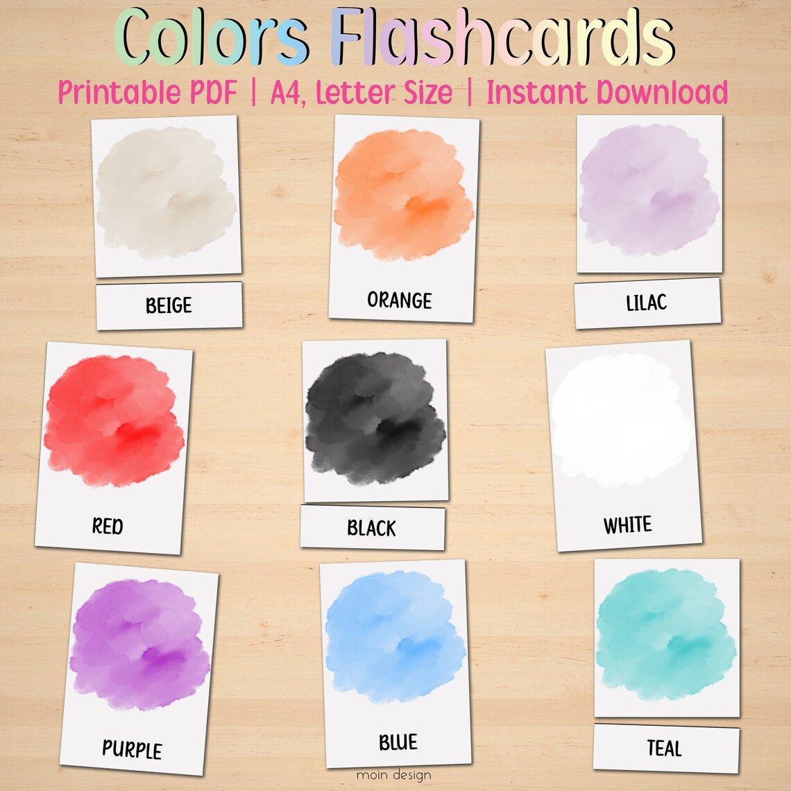 16 Color Flash Cards, Preschool Cards, Montessori Printable Activity ...